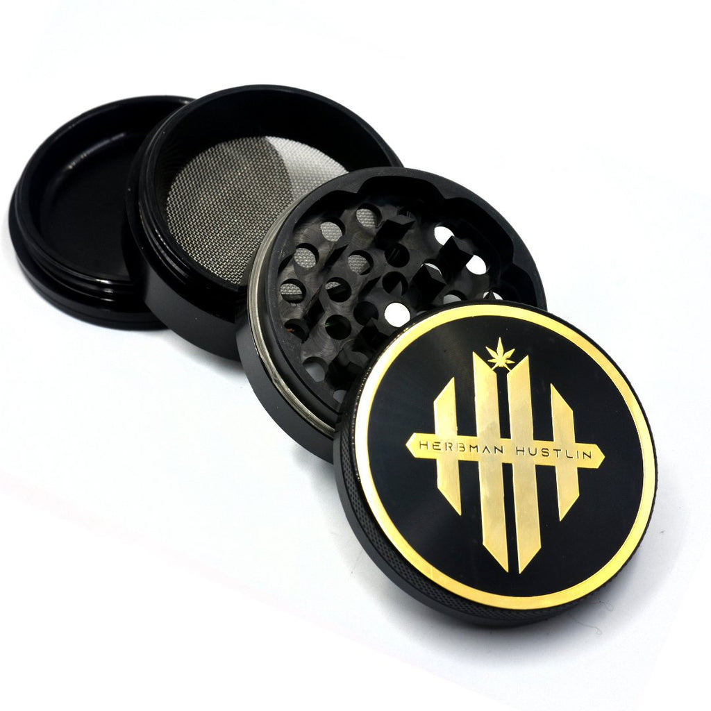 Black & Gold Monogram Grinder 60mm 4 Piece - Herbman Hustlin - Simply ...